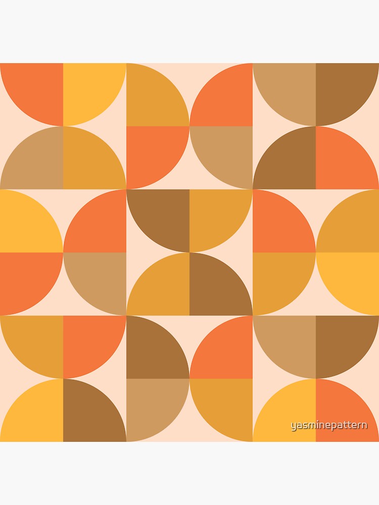 Orange And Brown Mid Century Modern Geometric Half Circles Pattern