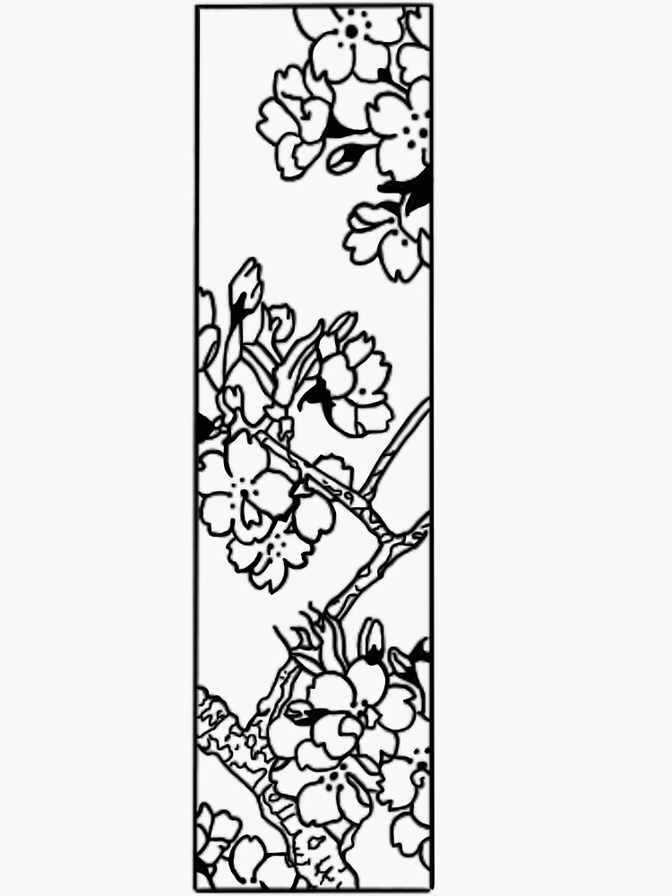 "Simple Cherry Blossom Line Drawing Illustration" Sticker for Sale by ...
