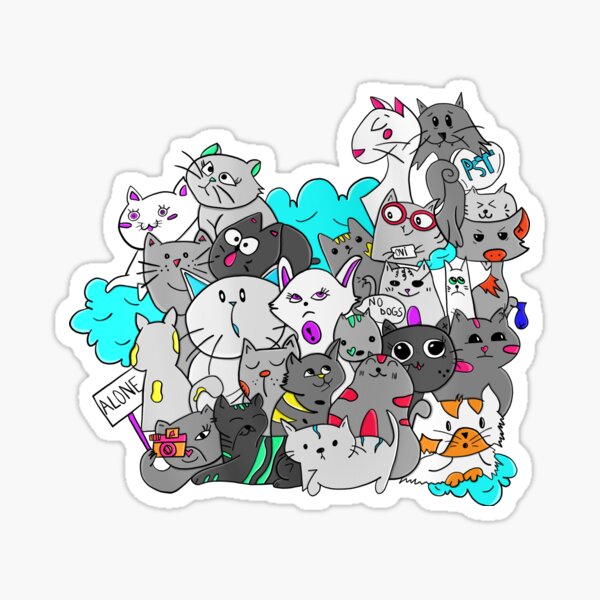"Group of cats Cartoon" Sticker for Sale by aminbeheshti | Redbubble