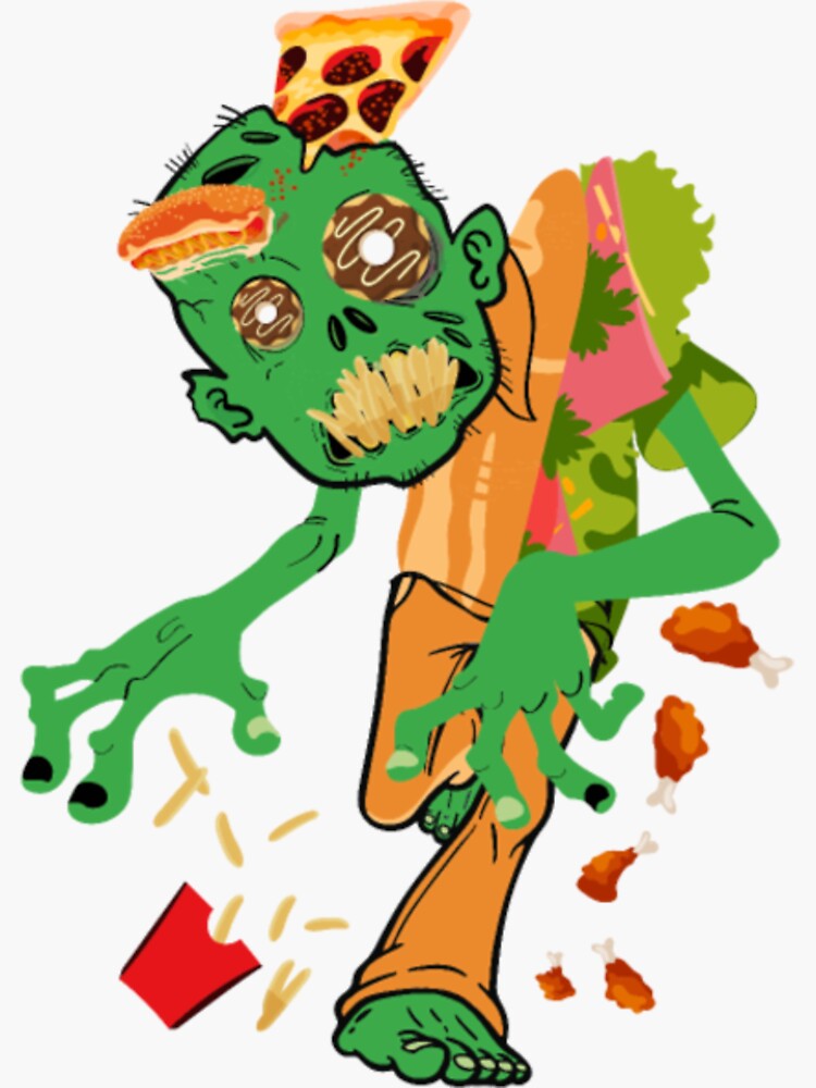 "Fast Food Shirt Food Zombie" Sticker for Sale by khermacha | Redbubble