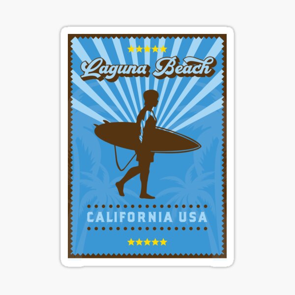 "Laguna Beach Retro Surfer" Sticker for Sale by LanikaiBeach | Redbubble