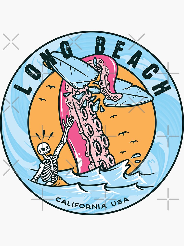 "Long Beach Tentacle Surfboard " Sticker for Sale by LanikaiBeach ...