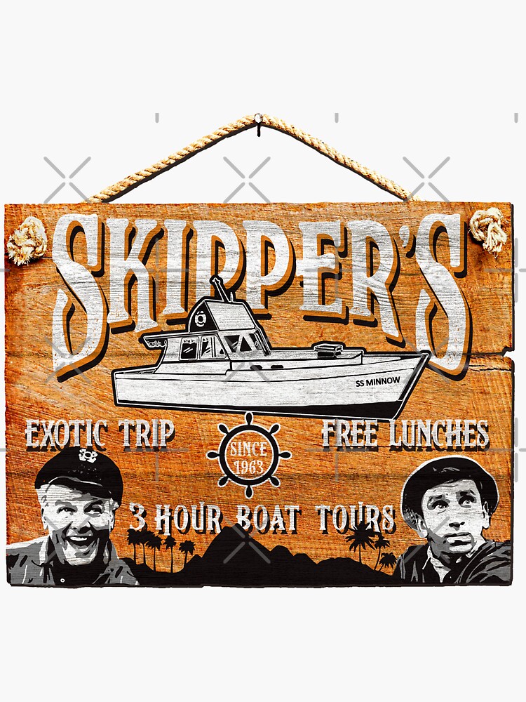 "Skipper Gilligan's Island Wooden Sign" Sticker for Sale by alhern67 ...