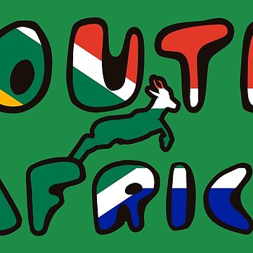 "South Africa leaping buck (springbok) flag text" Sticker for Sale by ...