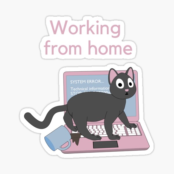 " Cat Person Working from Home" Sticker for Sale by lulerai | Redbubble