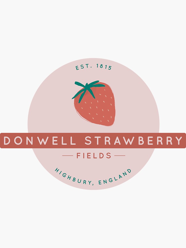 "Donwell Strawberry Fields" Sticker for Sale by pixldust | Redbubble