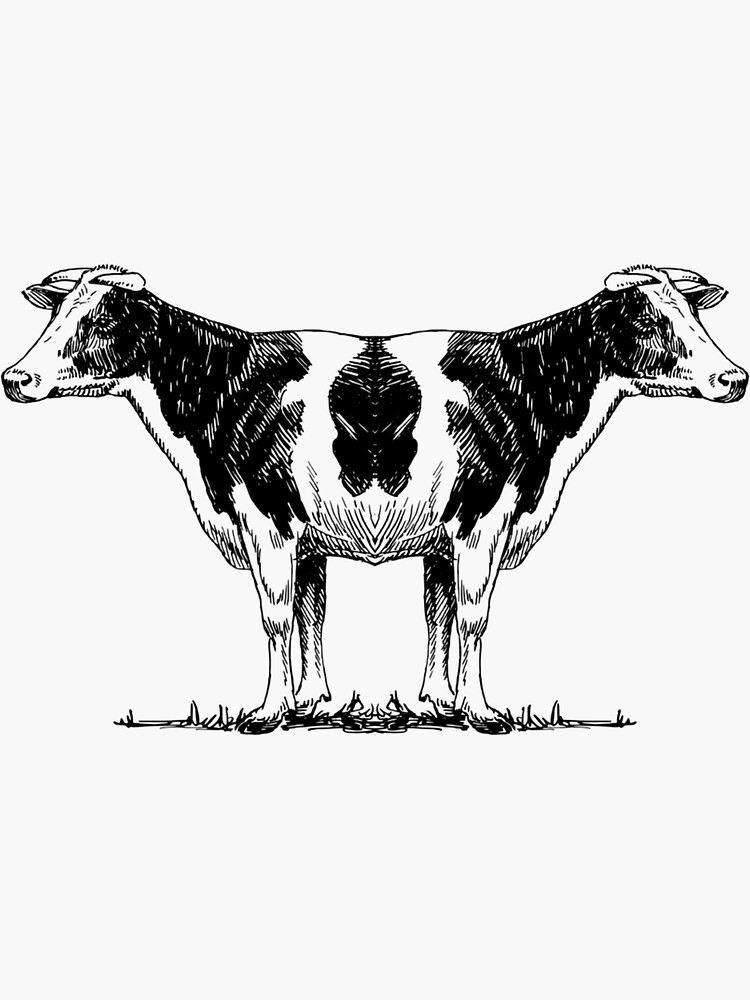 "Dual-headed Beef Cow" Sticker for Sale by Crixium | Redbubble