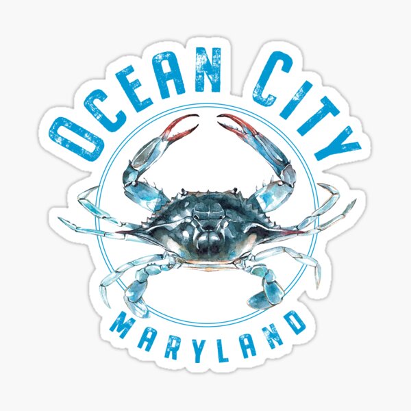"Ocean City Maryland Blue Crab Design" Sticker for Sale by ...