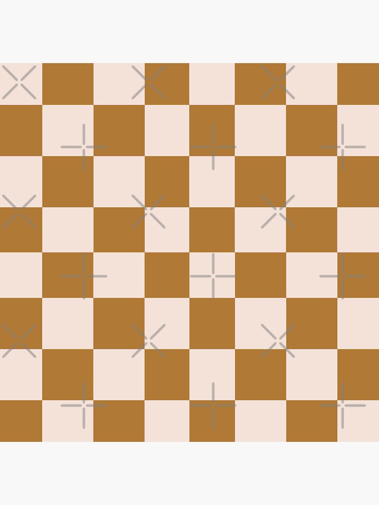 "Brown and Beige Checkered- Brown and Beige Chess Board" Sticker for ...