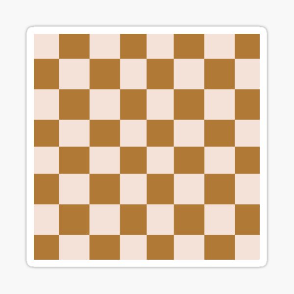 "Brown and Beige Checkered- Brown and Beige Chess Board" Sticker for ...