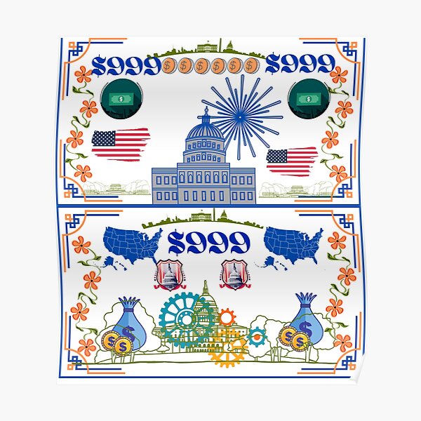 "999 dollar bill" Poster for Sale by Coollight | Redbubble