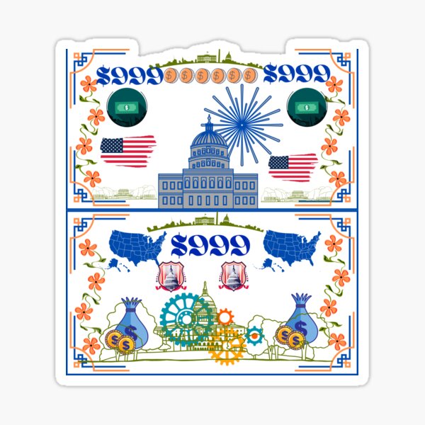 "999 dollar bill" Sticker for Sale by Coollight | Redbubble