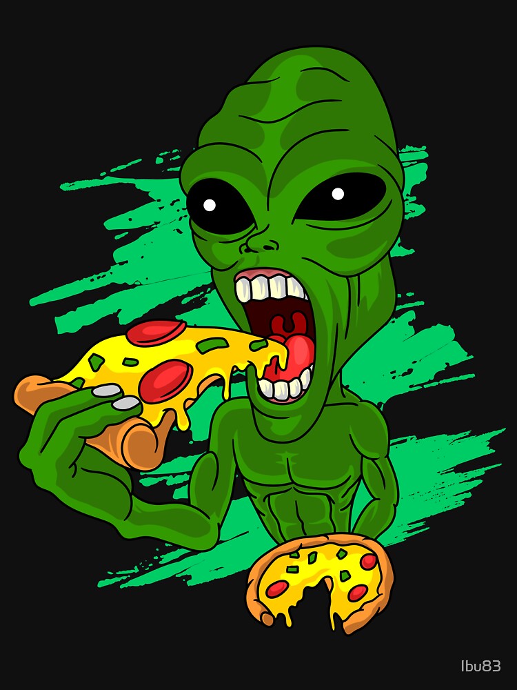 "Alien Eating Pizza UFO Extraterrestrial" T-shirt for Sale by Ibu83 ...