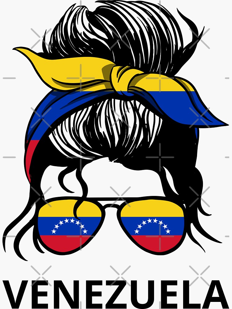 "Venezuela Flag - Venezuelan Woman With Messy Bun I" Sticker for Sale ...