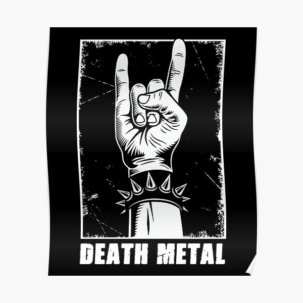 "Death Metal Mano Cornuta Heavy Metal Rock Music Hardrock" Poster for ...