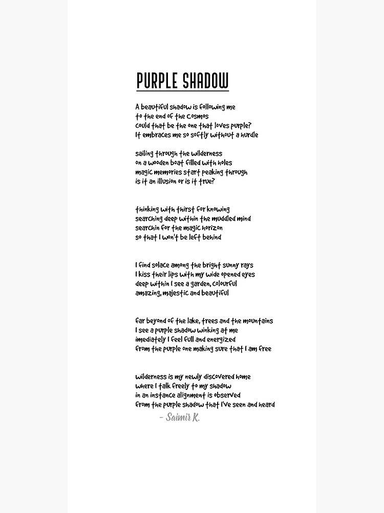 "Purple Shadow Poem" Poster for Sale by Artworks-369 | Redbubble