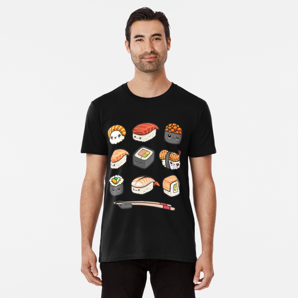 "Happy Sushi Anime Kawaii Set Japanese Food Lover Otaku Manga" Sticker ...