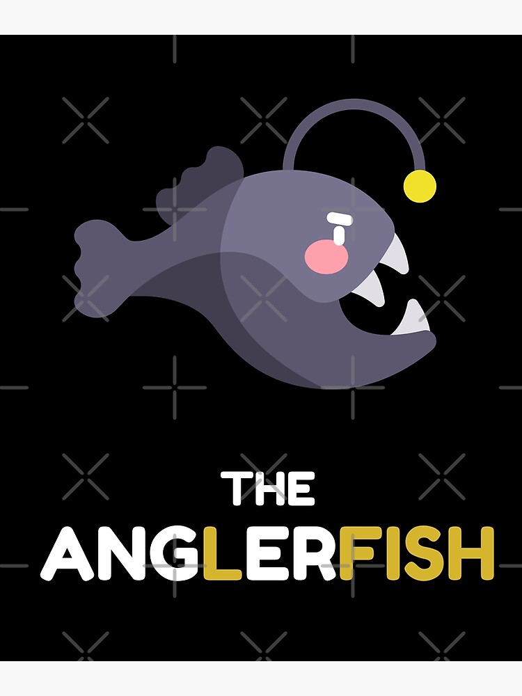 "Anglerfish Light Darkness - Anger Fish - Grey in Gold Lines" Poster ...