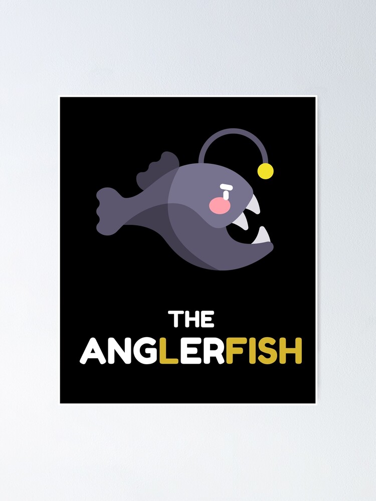 "Anglerfish Light Darkness - Anger Fish - Grey in Gold Lines" Poster ...