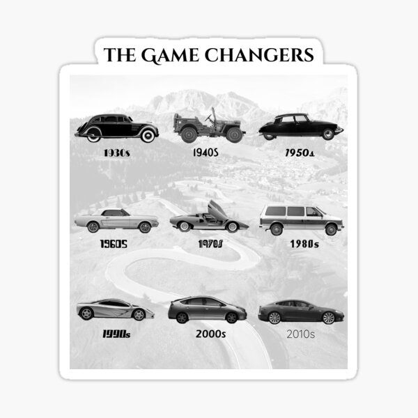 "Icons of the Decades - The Game Changers - Cars" Sticker for Sale by ...