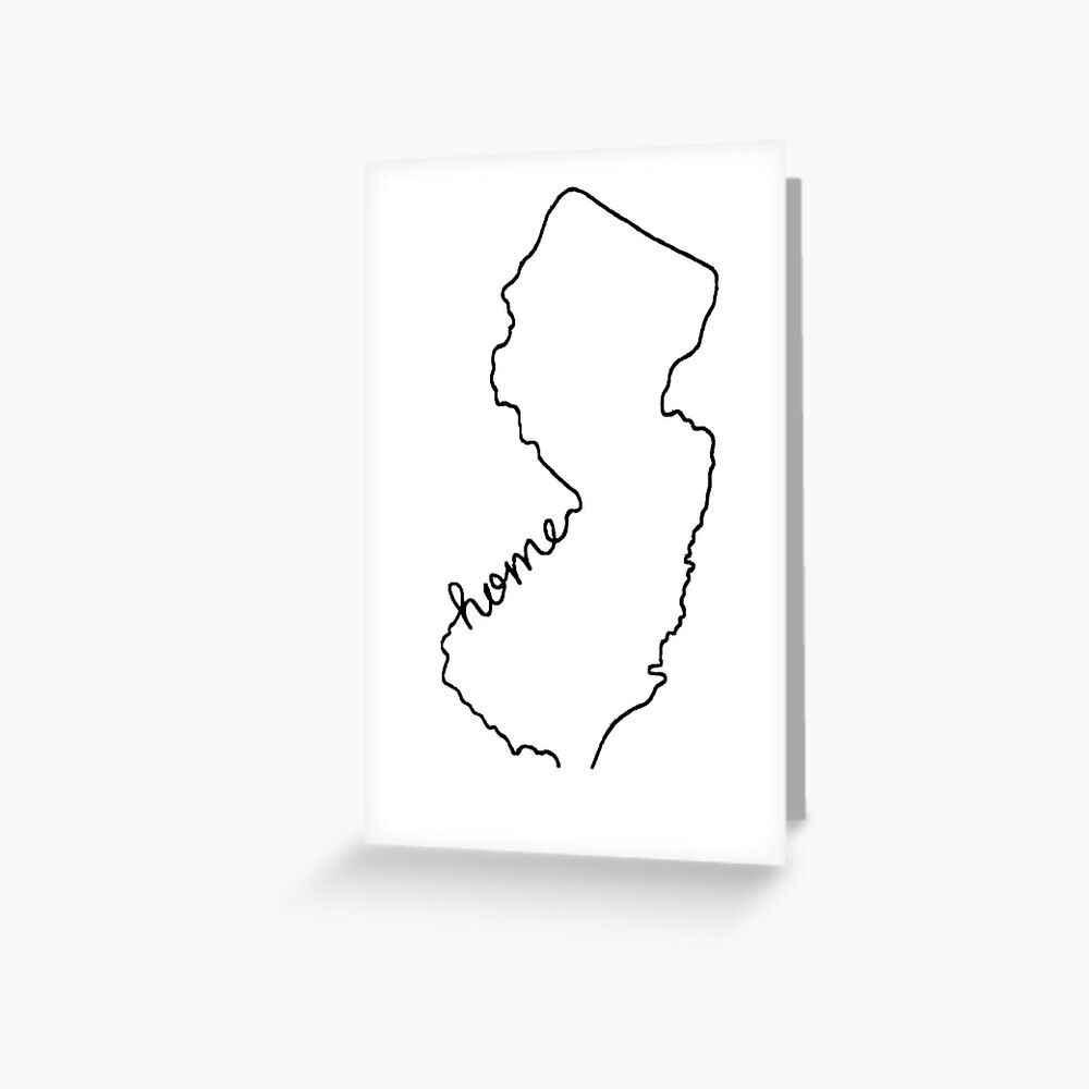 "New Jersey Home State Outline" Greeting Card by jamiemaher15 | Redbubble