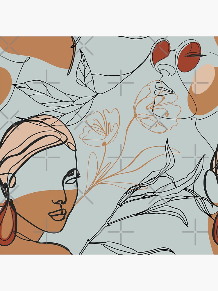 "Feminine line seamless pattern art " Sticker for Sale by CosmoCreative ...