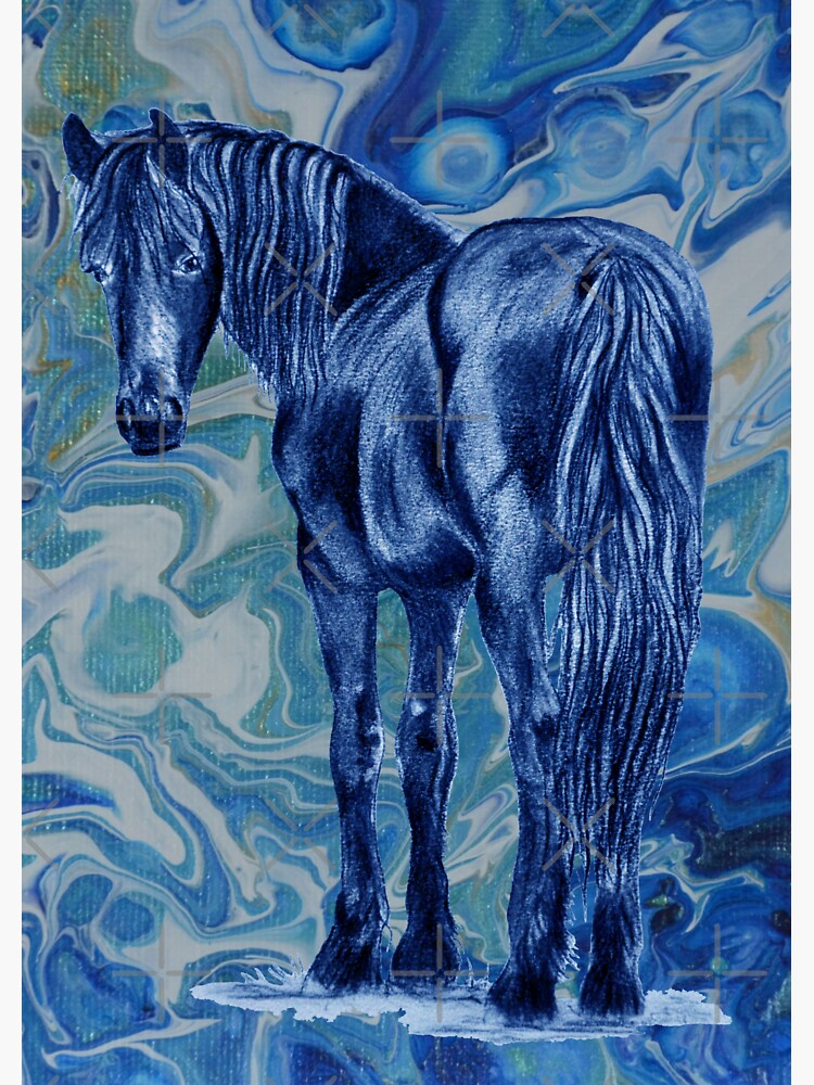 Pegatina «Caballo frisón - versión en color azul sobre fondo de pintura ...