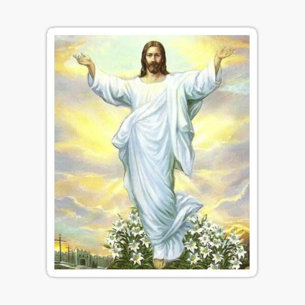 "Jesus is risen art print." Sticker for Sale by SuperStarStore | Redbubble