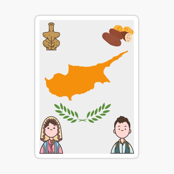 "Cyprus flag theme" Sticker for Sale by twinsparkle | Redbubble