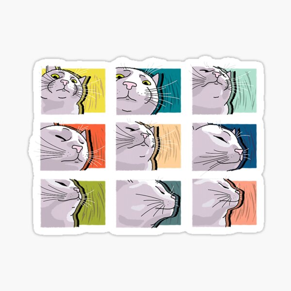 "Cat Vibing Meme / CatJAM / Cat Vibing to Music (Color)" Sticker for ...
