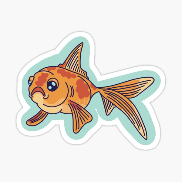 "Grumpy Gills Goldfish" Sticker for Sale by LittleBitOSun | Redbubble