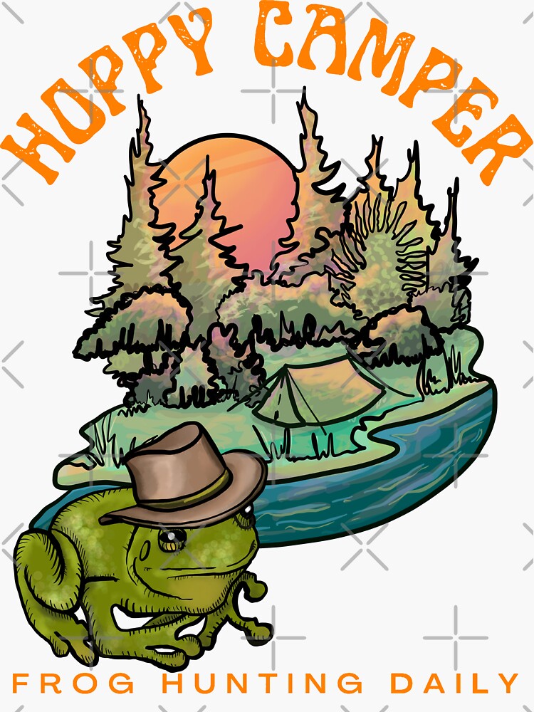 "Hoppy Camper Frog Camping" Sticker for Sale by CampK80 | Redbubble