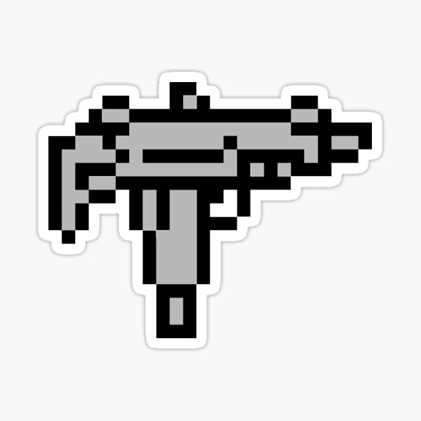"Pixel uzi" Sticker for Sale by OneWickedGinger | Redbubble