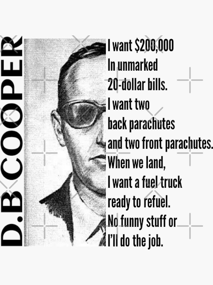"D.B COOPER, db Cooper Classic T-shirts " Sticker for Sale by naypaul ...
