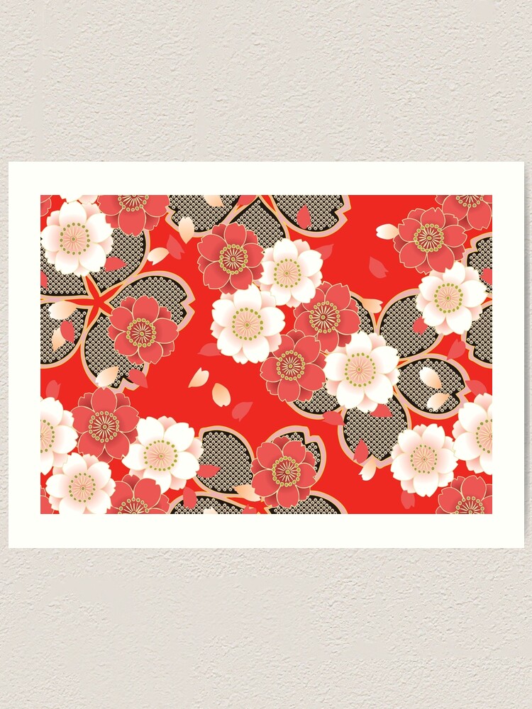 "Vintage Japanese Floral Kimono Pattern" Art Print for Sale by Vicky Brago-Mitchell® | Redbubble