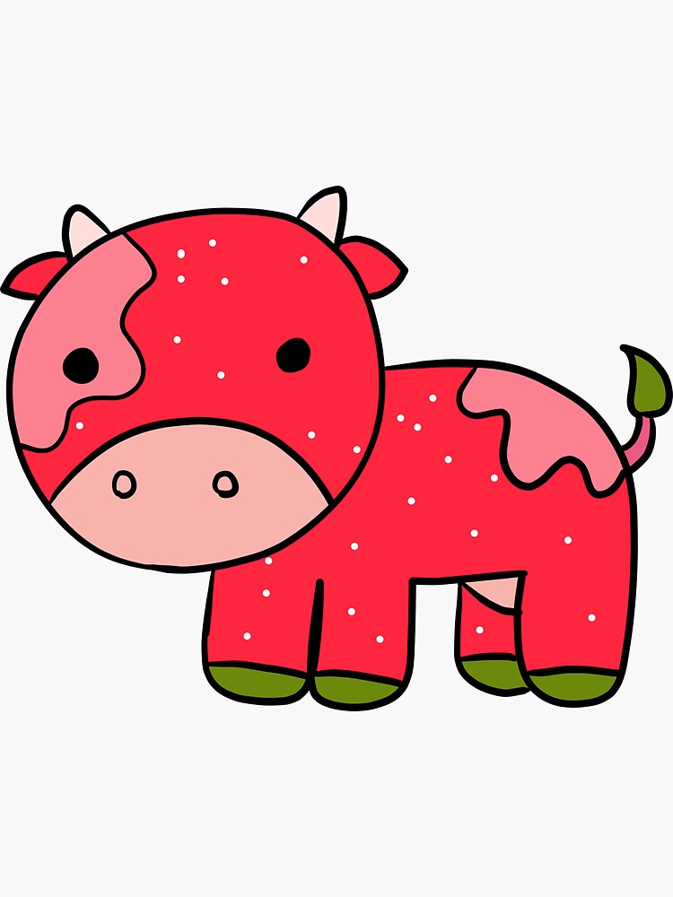 "strawberry cow" Sticker for Sale by squirly055 | Redbubble