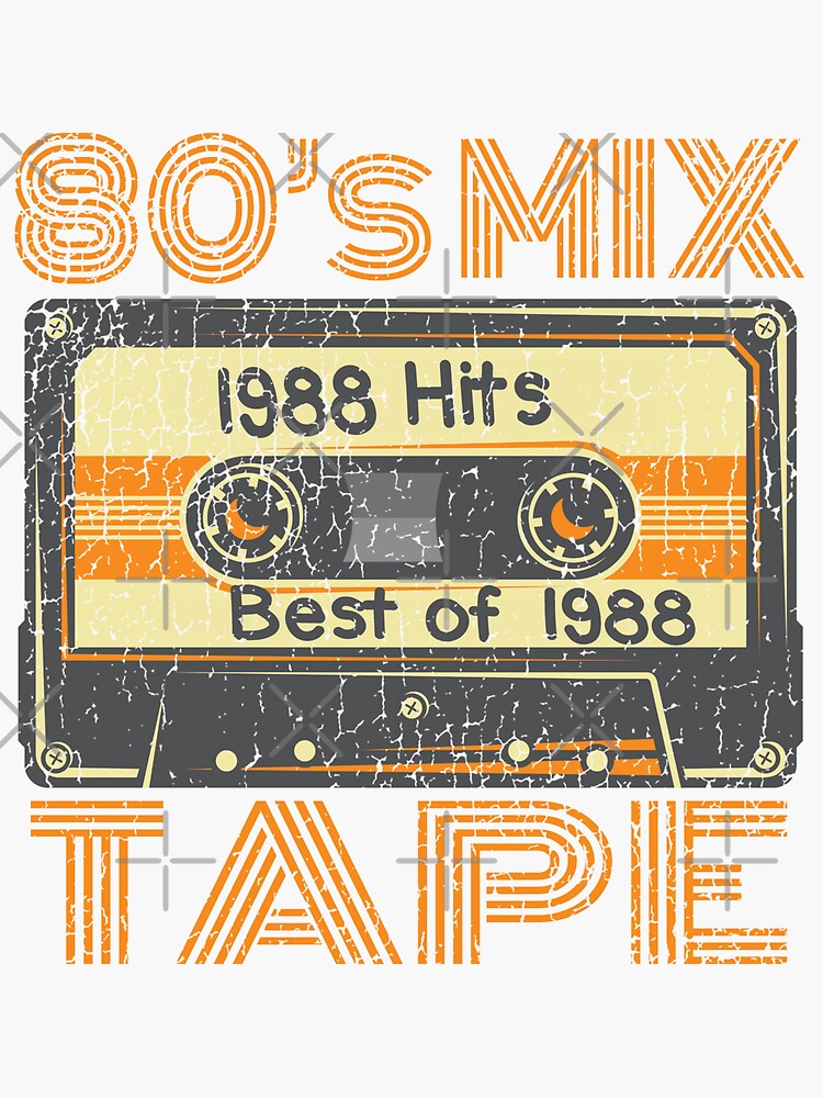 "Retro Mixtape 80's Vintage Cassette Tape 1988" Sticker for Sale by ...