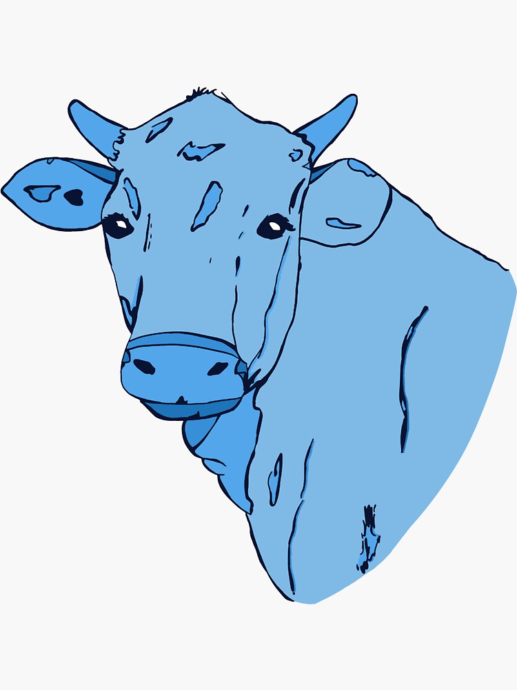 "Bubbly Blue Cow Design" Sticker for Sale by Sn4ilB | Redbubble