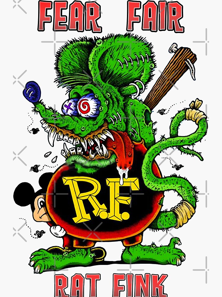 "Monster Fantasy Fever Fear Fair Rat Fink Classic Fans" Sticker for ...