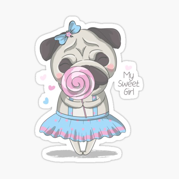 " Painted cute little mops cartoon" Sticker for Sale by CrepPham ...