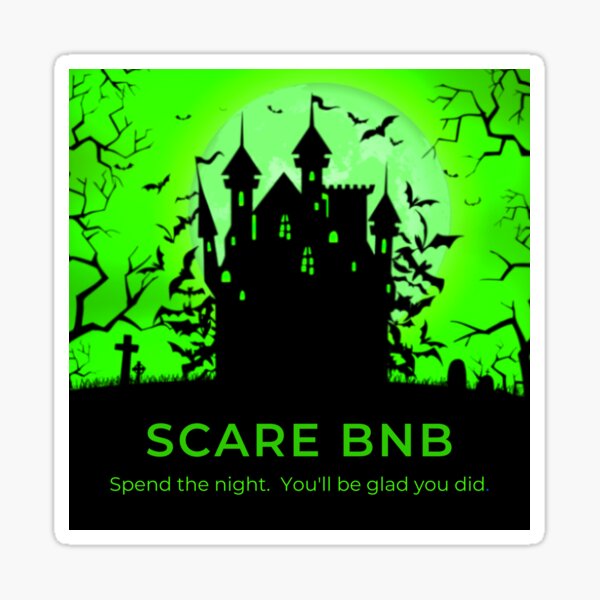 "Scare BNB Halloween design Green variant" Sticker for Sale by ...