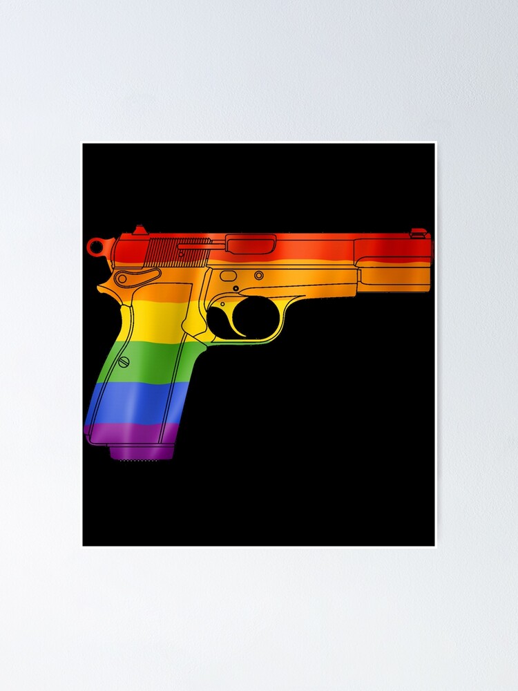"Rainbow Handgun Sticker" Poster for Sale by gertierosieobfu | Redbubble