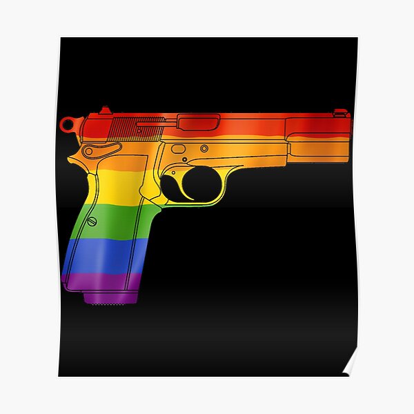 "Rainbow Handgun Sticker" Poster for Sale by gertierosieobfu | Redbubble