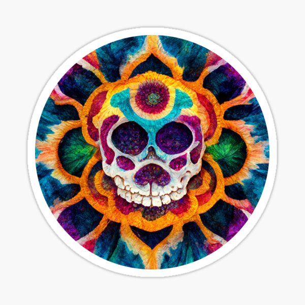 "pinata sugar skull tie dye mandala" Sticker for Sale by worn | Redbubble