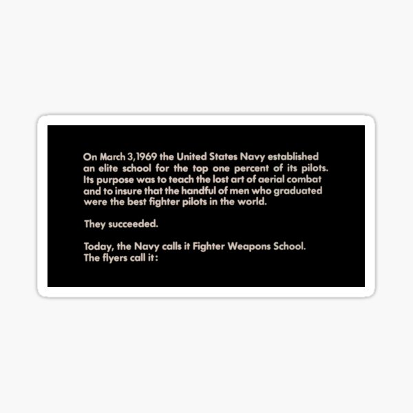"TOP GUN Opening Text" Sticker for Sale by ThomasMurg | Redbubble