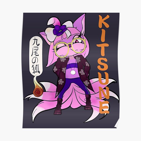 Póster «Zorro natural Criatura inteligente Haunting Magic Pink Kitsune ...