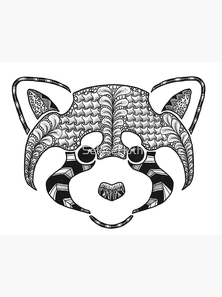 "Red Panda Zentangle ORIGINAL" Sticker by SeleseHuth | Redbubble