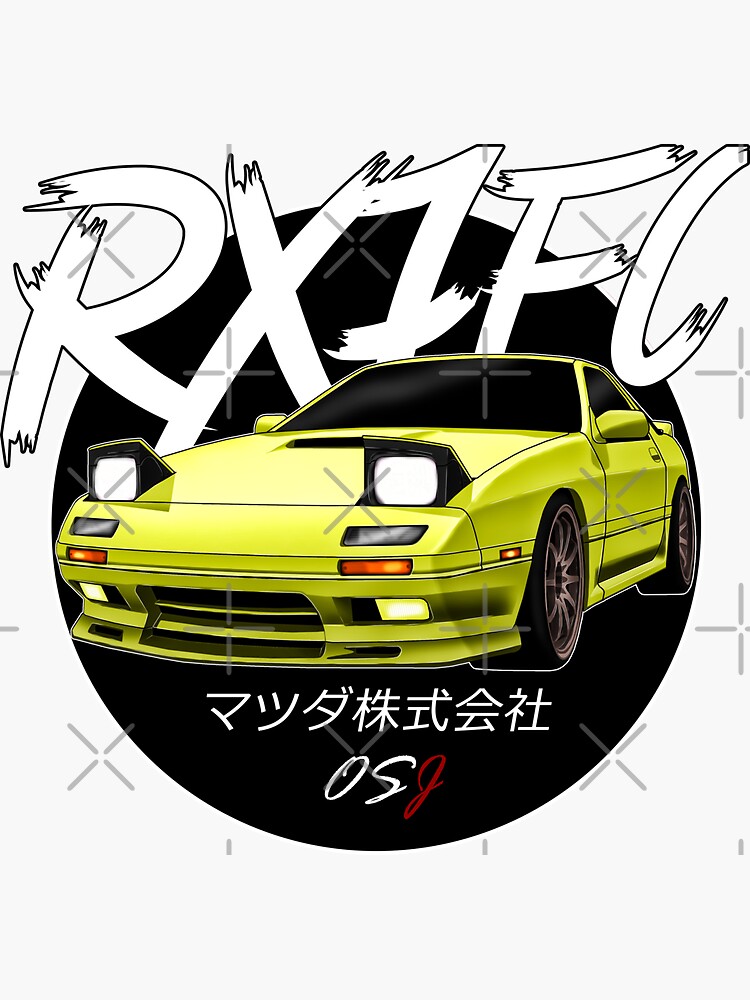 "JDM RX7 FC Yellow" Sticker for Sale by oldschooljdm | Redbubble