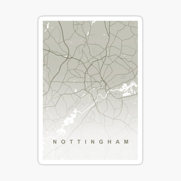 "Nottingham Map Art" Sticker for Sale by artymaps | Redbubble