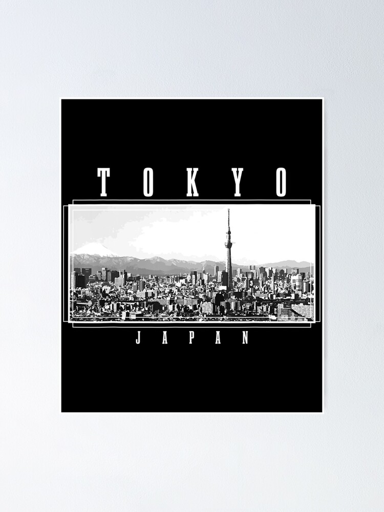 "Tokyo Japan Vintage Skyline Black & White Vintage Tokyo" Poster for ...